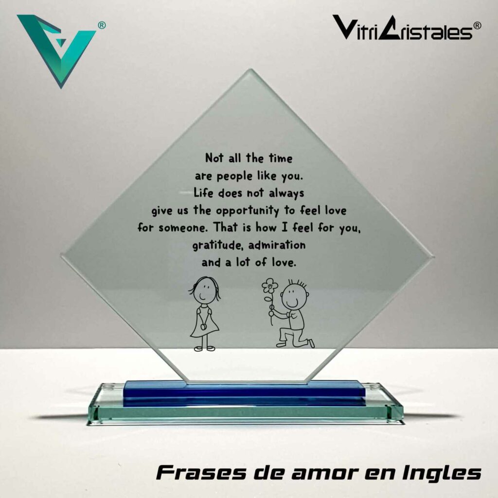 Placas En Vidrio Básicas Con Frases De Amor En Ingles • Vitricristales Placas De